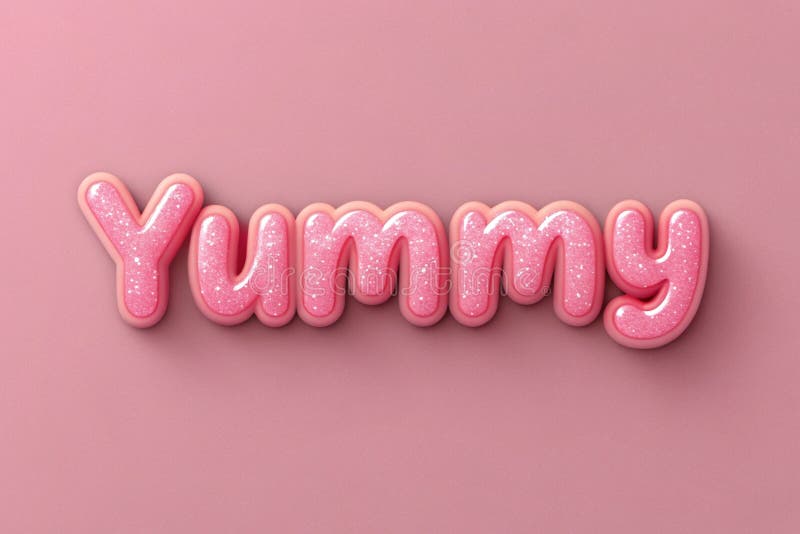 YUMMY Pink Rounded Glossy Bubble 3D Text Effect - Generated by Ai Stock ...
