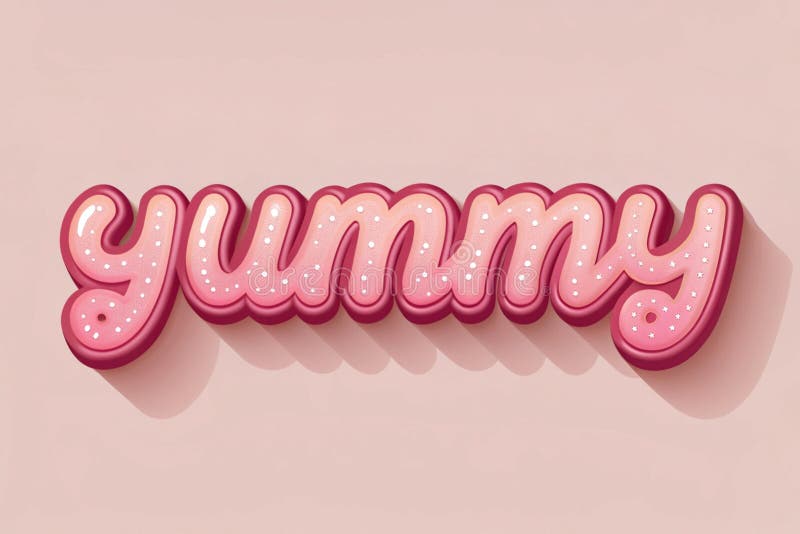 YUMMY Pink Rounded Glossy Bubble 3D Text Effect - Generated by Ai Stock ...