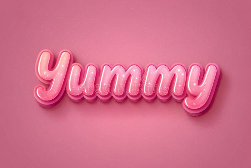 YUMMY Pink Rounded Glossy Bubble 3D Text Effect - Generated by Ai Stock ...