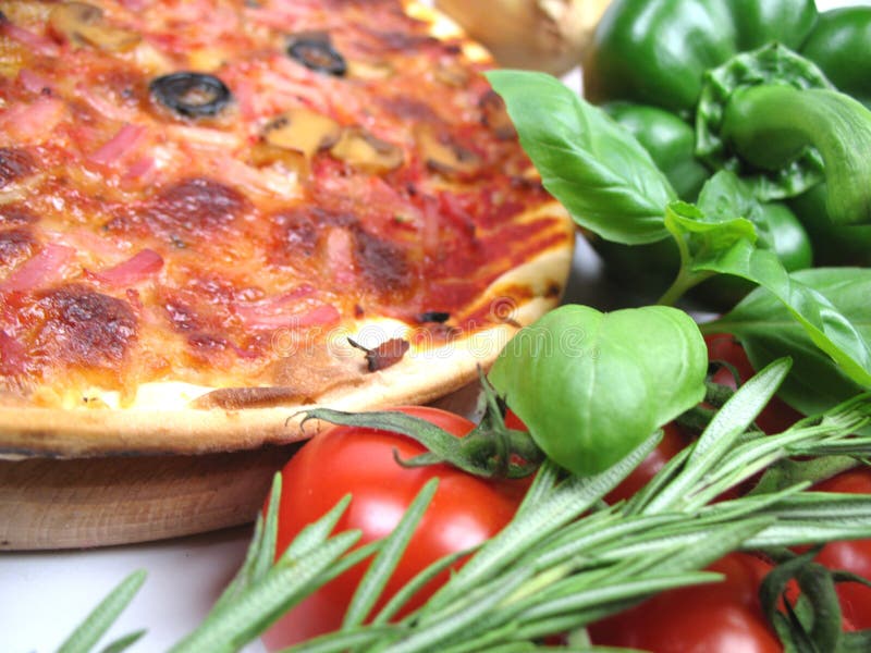 Yummy pizza stock image. Image of onion, plate, rosemary - 6067247