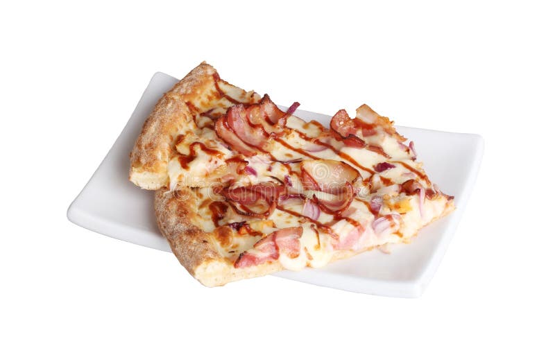 Yummy Pizza on the White Square Plate. Stock Image - Image of dish ...