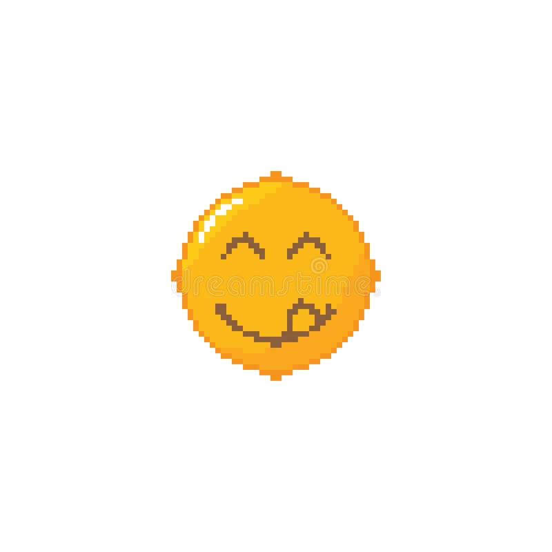 Yummy Smile Emoticon. Pixel Art 8 Bit Vector Icon Illustration Stock ...