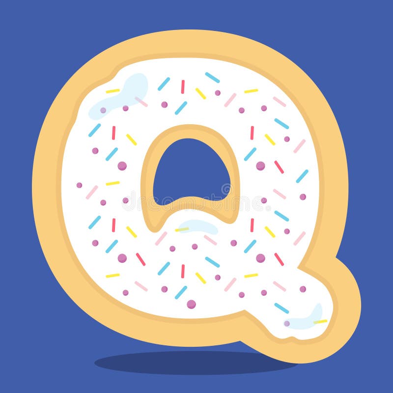 Yummy White Donut Alphabet Q 17 Stock Vector - Illustration of yummy ...