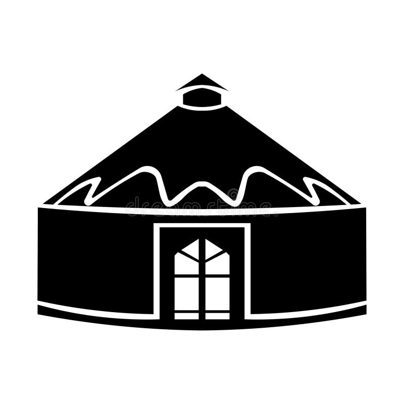 Yurt Black Vector Icon on White Background Stock Vector - Illustration ...