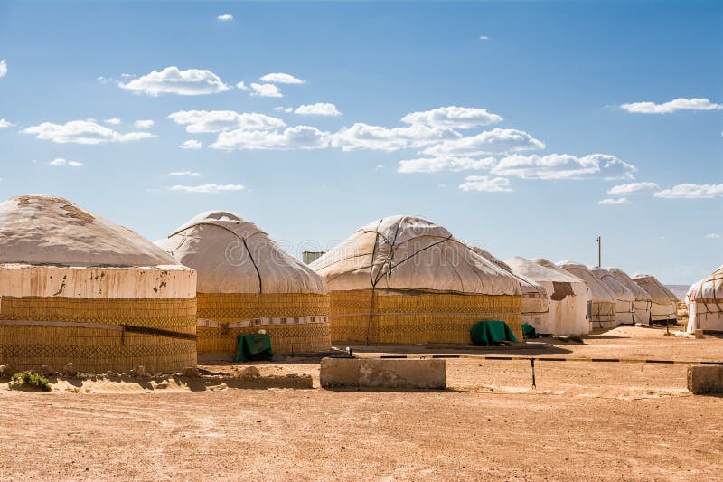 Yurt Camp in the Uzbek Desert Stock Photo - Image of countryside, nomad ...