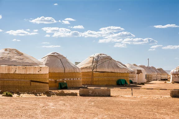 Yurt Camp in the Uzbek Desert Stock Photo - Image of countryside, nomad ...