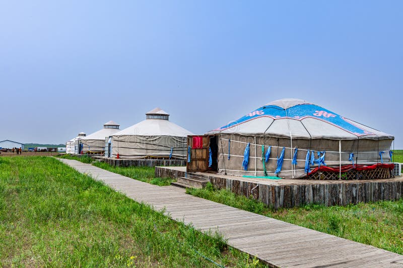 Yurt of Hasar Nomadic Tribe in Inner Mongolia, China Stock Photo ...