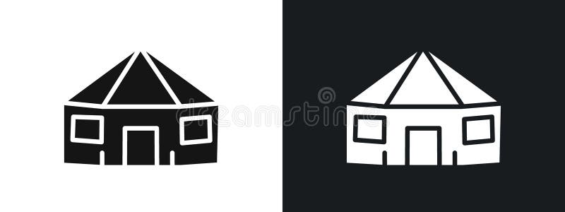 Yurt Icon Linear Graphics Set Vector in Black Stock Illustration ...