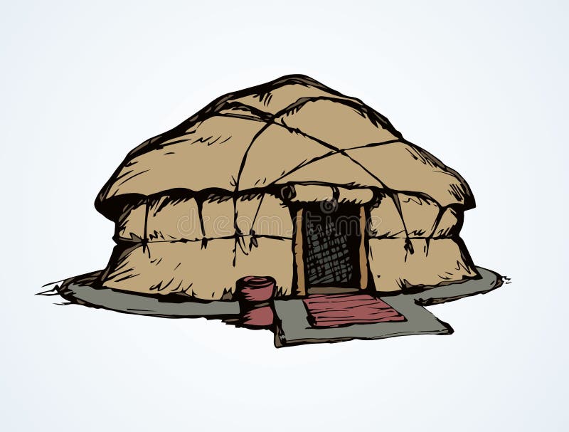 Yurt Vector tekening vector illustratie. Illustration of land - 137314014