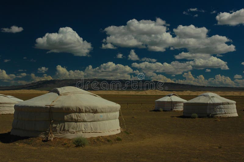 Yurts in Mongolia stock image. Image of cloudy, landscape - 86968929