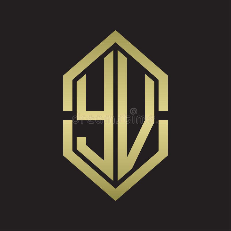 YV Logo Monogram with Hexagon Shape and Outline Slice Style with Gold ...