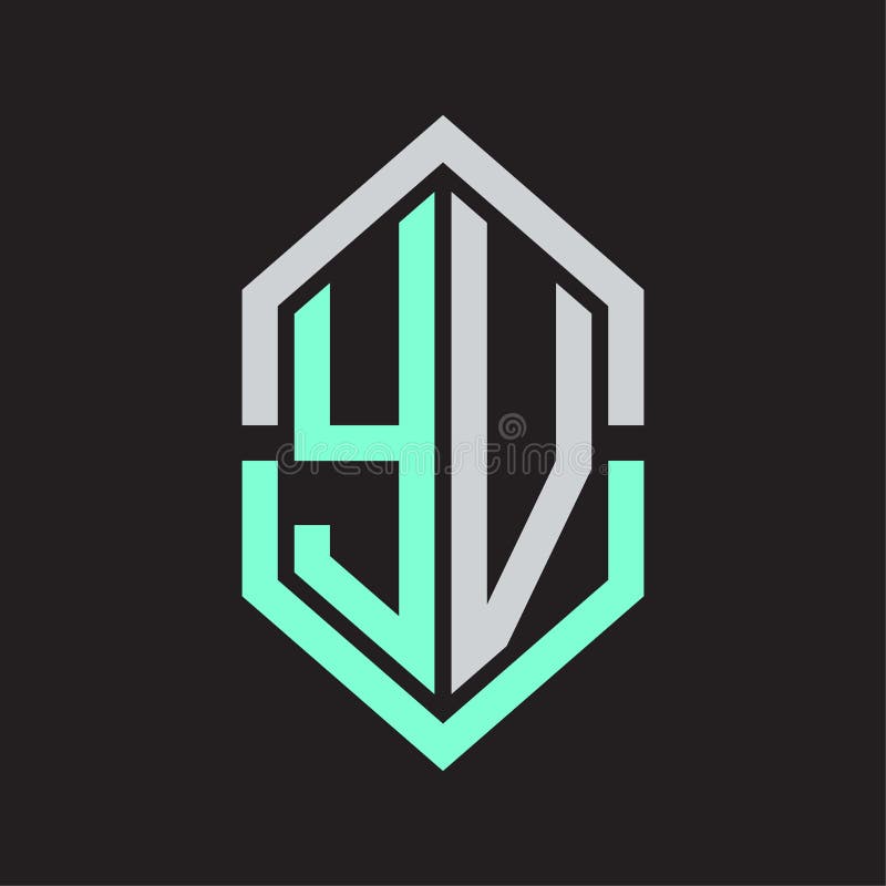 YV Logo Monogram with Hexagon Shape and Outline Slice Style Stock ...