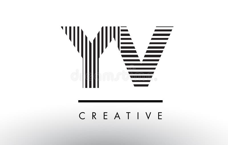 YV Y V Black and White Lines Letter Logo Design. Stock Vector ...