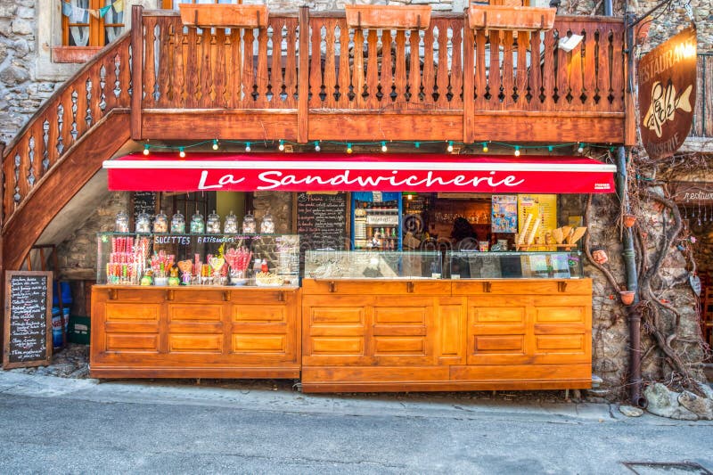 Yvoire, France - Sandwich Stall Editorial Image - Image of building ...