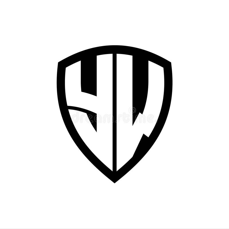 YW Monogram Logo with Bold Letters Shield Shape with Black and White ...