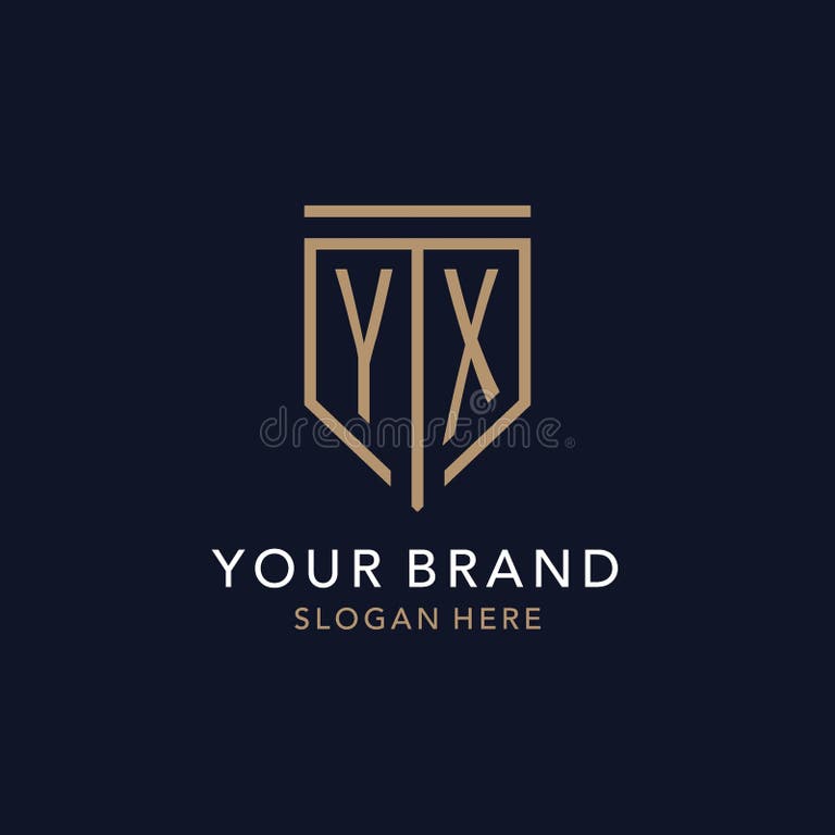 YX Initial Logo Monogram with Simple Luxury Shield Icon Design Stock ...