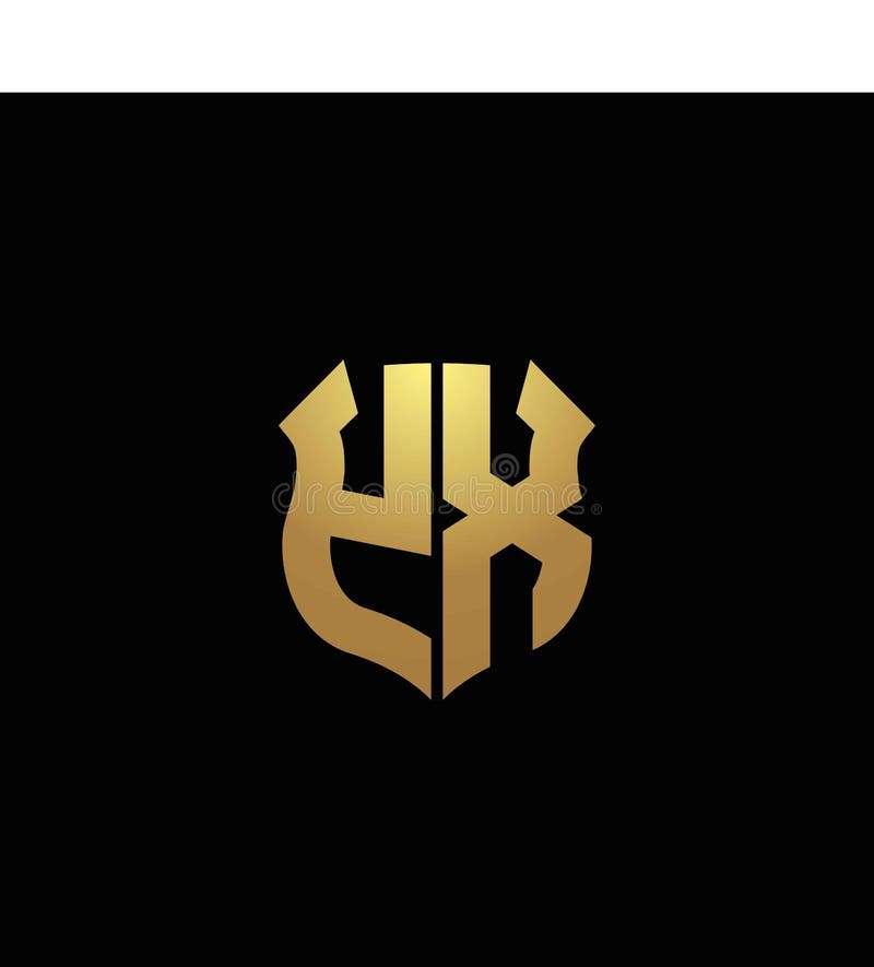 YX Logo Monogram with Gold Colors and Shield Shape Design Template ...