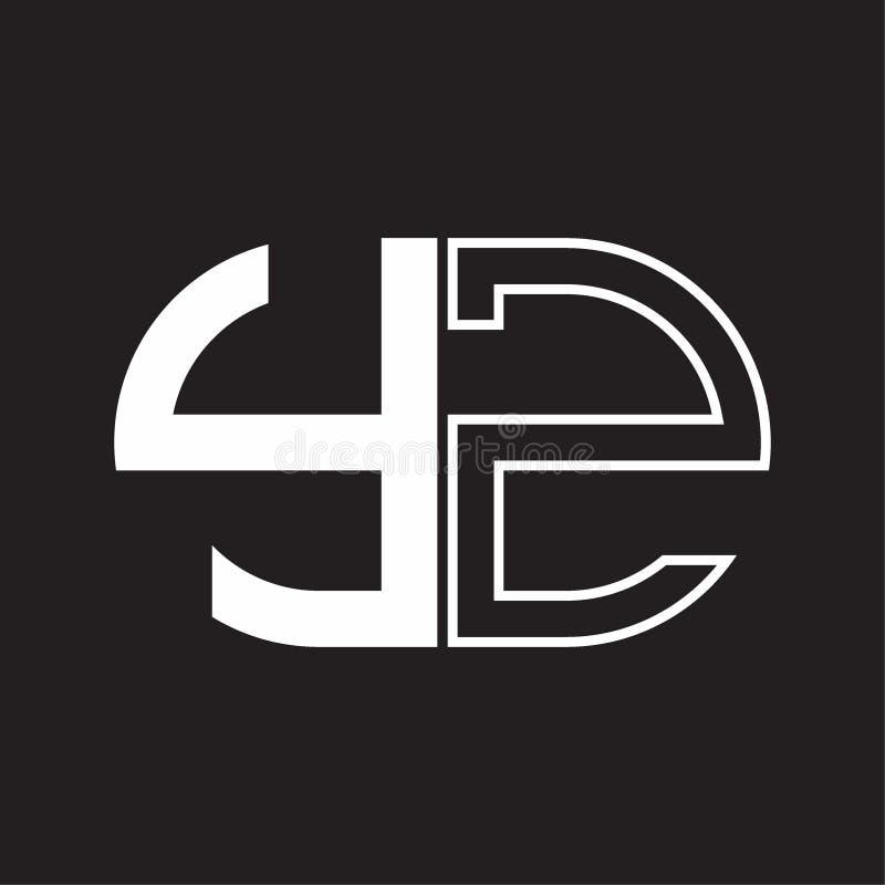 YZ Letter Logo Monogram with Oval Shape Negative Space Design Template ...