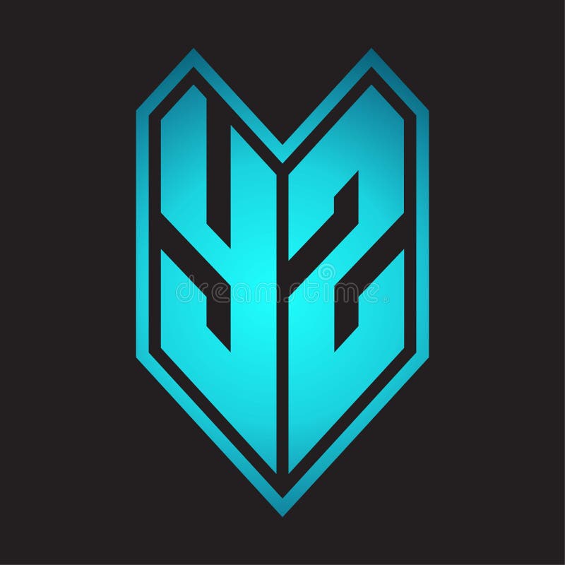 YZ Logo Monogram with Emblem Line Style Isolated on Blue Gradient ...