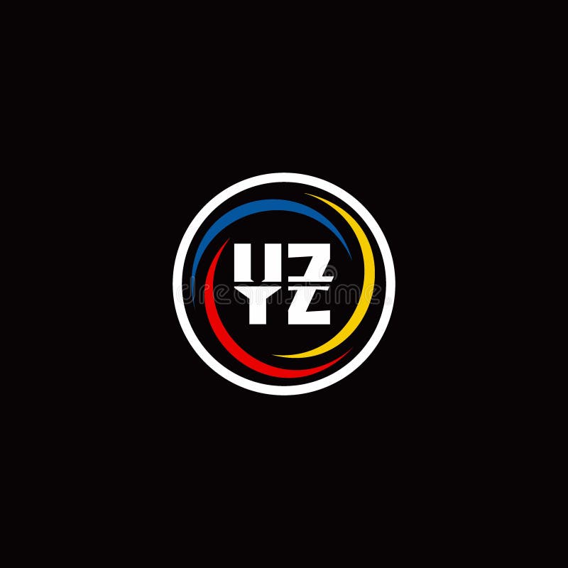 YZ Monogram Logo Isolated on Circle Shape with 3 Slash Colors Rounded ...