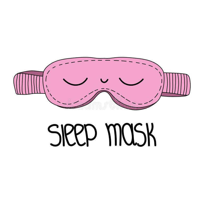 Cartoon Doodle Sleeping Mask with Closed Eyes Icon. Vector Hand Drawn ...