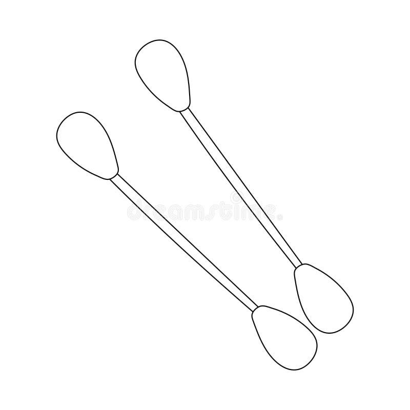 Hand Draw Cotton Buds. Outline Vector Stock Illustration in Doodle ...