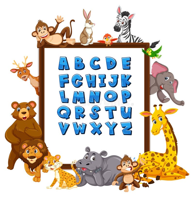A-Z Alphabet Board with Wild Animals Stock Vector - Illustration of ...