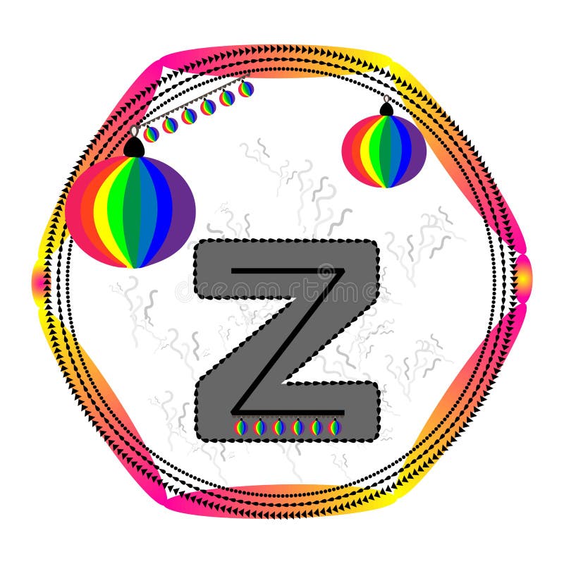 Alphabet Z. Letter Z Gradient Label. Rainbow Ball Sticker Frame Vector ...