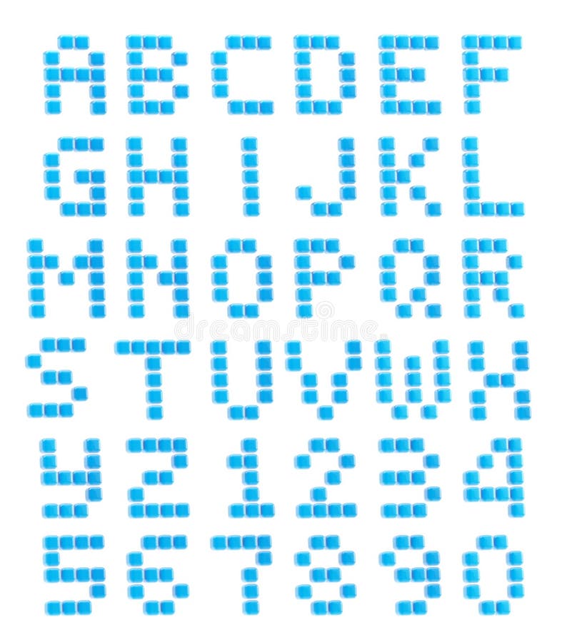 A-Z Alphabet and Numbers Made of Cubes Stock Illustration ...