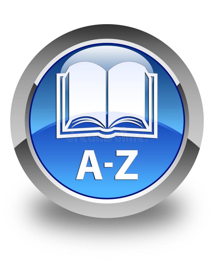A-Z (book Icon) Glossy Blue Round Button Stock Illustration ...