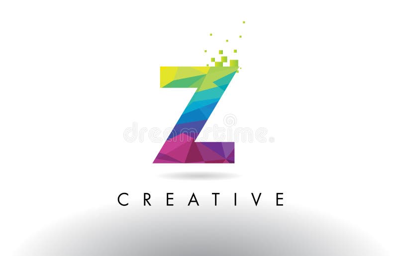 Z Colorful Letter Origami Triangles Design Vector. Stock Vector ...
