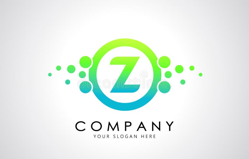 Z Dots Letter Logo in Blue and Green Gradient. Alphabet Dotted Logo ...