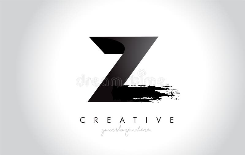 Z Letter Design with Brush Stroke and Modern 3D Look. Stock Vector ...