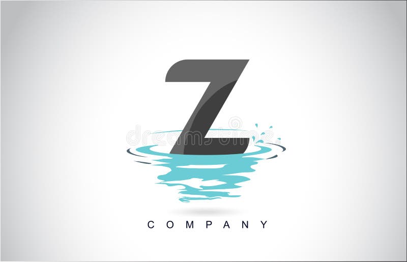 Z Letter Logo Design with Water Splash Ripples Drops Reflection Stock ...