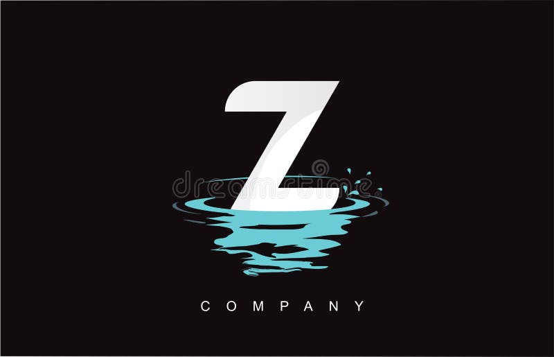 Z Letter Logo Design with Water Splash Ripples Drops Reflection Stock ...