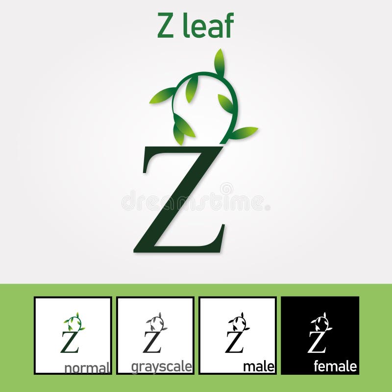 Z Letter Logo. Green Color. Leaf Style - Vector Stock Vector ...