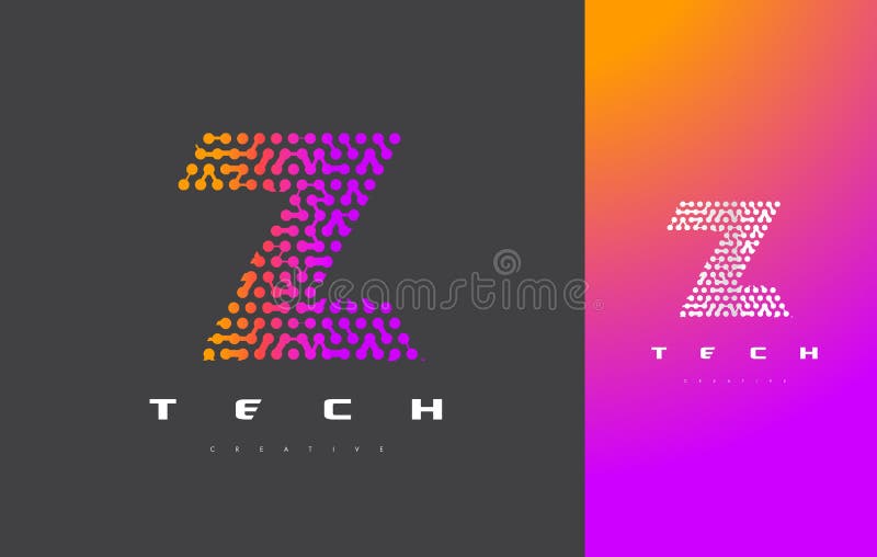 Z Letter Logo Technology. Connected Dots Letter Design Vector. Stock ...