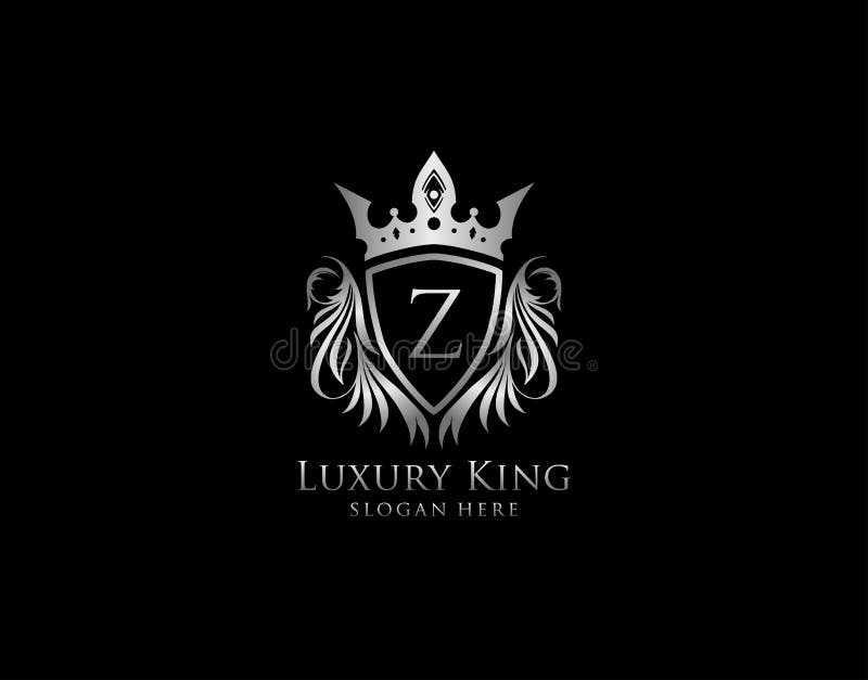 Z Letter Luxury Royal King Crest, Silver Shield Logo Template Stock ...