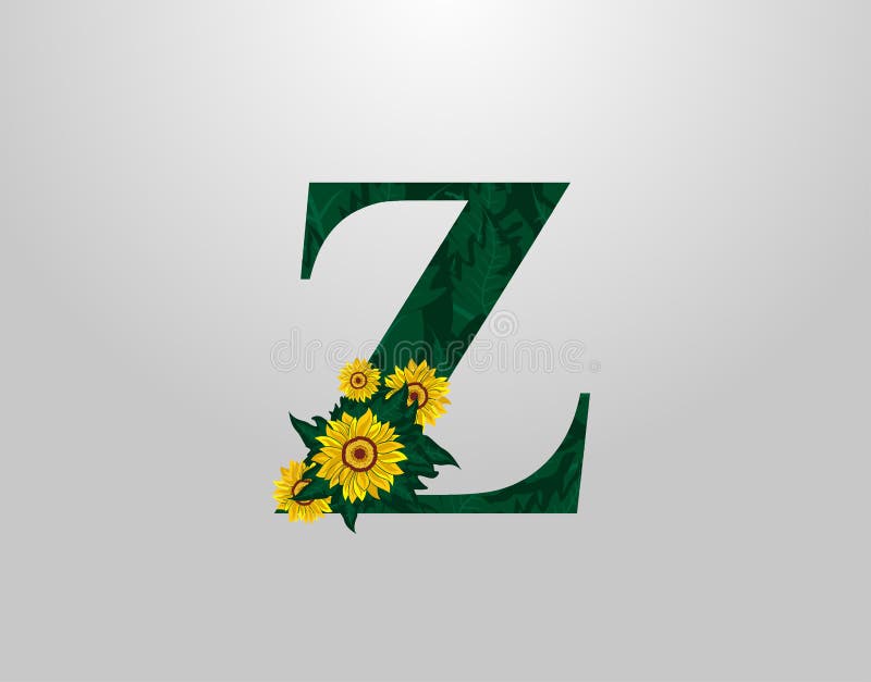Z Letter with Sunflower Vector Design. Flower Z Logo Icon Stock Vector ...