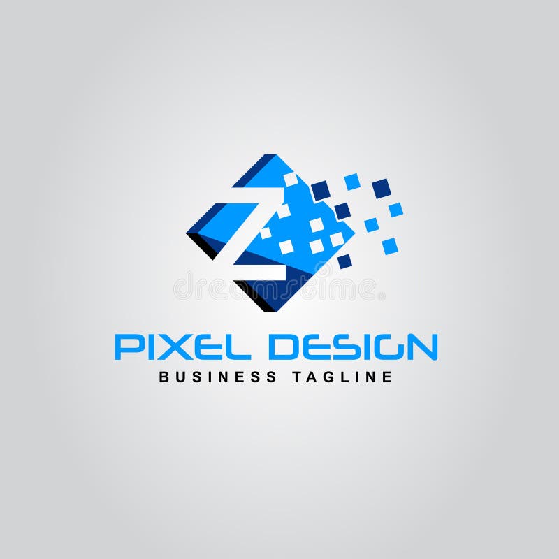 Z Pixel Logo Modern Creative Alphabet Letter Design Vector Icon Stock ...