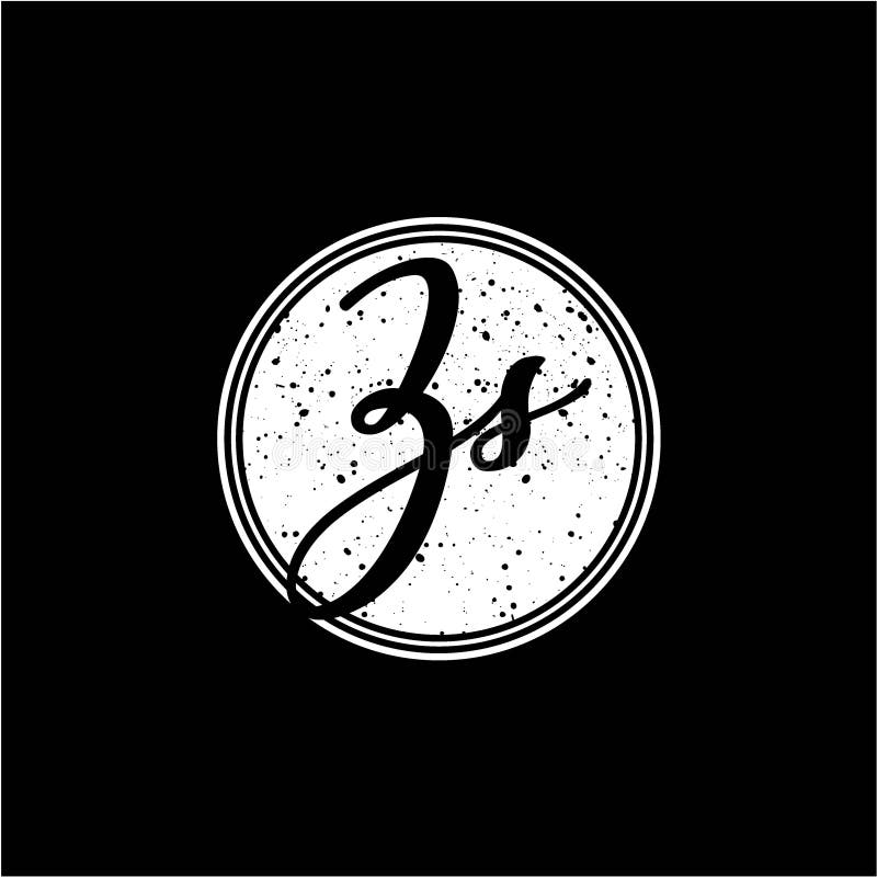 Z S Initial Handwriting in Black and White Circle Frame Design Stock ...