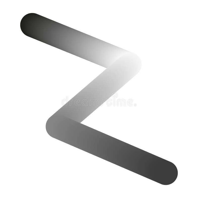Z Shaped Gradient Vector. Monochrome Abstract Symbol. Smooth Rounded ...