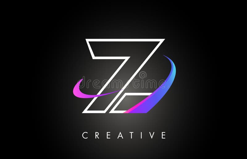 Z Trendy Modern Letter Logo Design Monogram And Creative Swoosh On Black Background Stock Vector