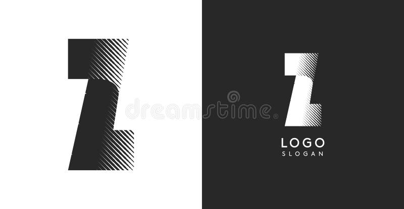Z Vector Letter. Sharp Contrast Monogram Strike Diagonal Hatching for ...