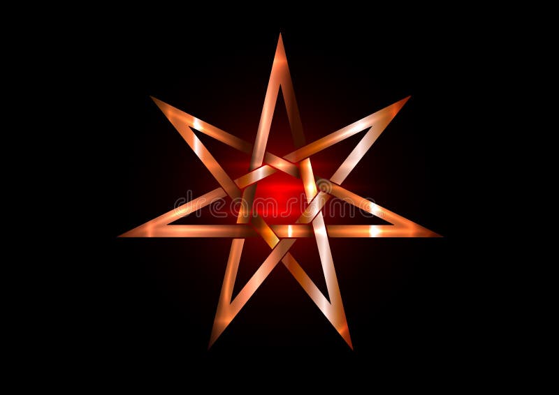 Seven Point Star or Septagram, Known As Heptagram. Metal Bronze Elven ...