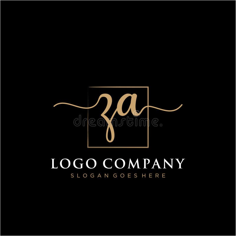 ZA Initial Handwriting Logo with Rectangle Template Vector Stock Vector ...