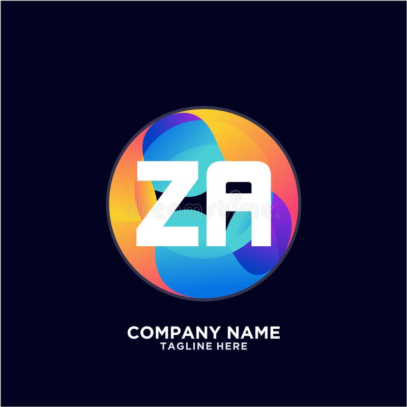 ZA Initial Logo with Colorful Circle Template Vector Stock Vector ...