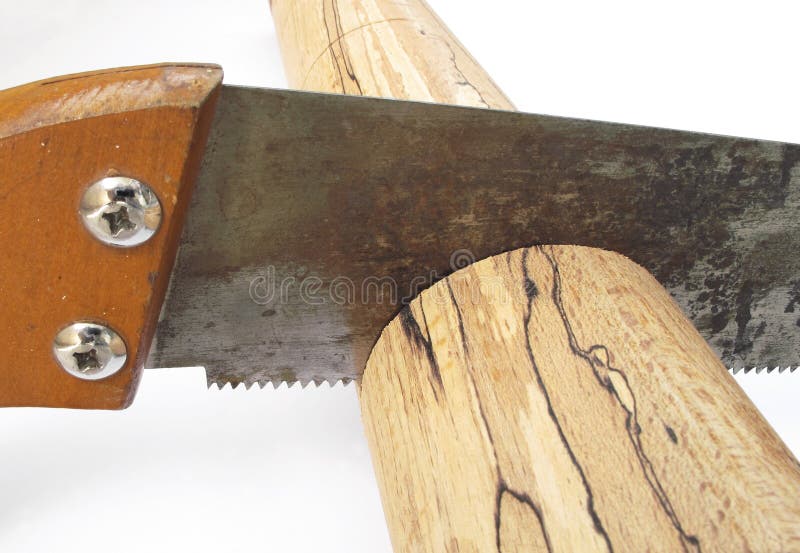Zaag in hout stock afbeelding. Image of blad, sluit, gebruikt - 10458821