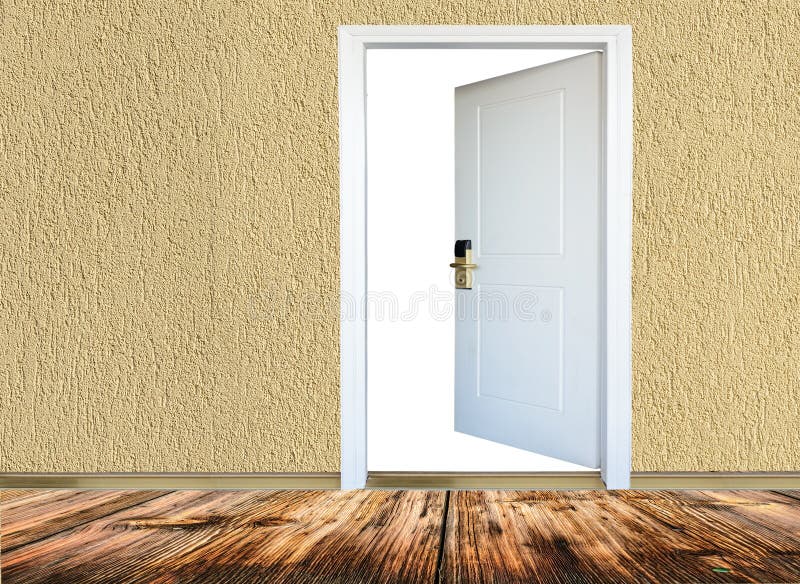 Open Deur Met Van Groene Die Weide Door Heldere Zonneschijn Wordt ...