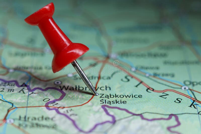 Zabkowice Slaskie, Poland Pin on Map Stock Image - Image of place ...